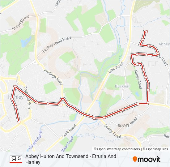 5 Route: Schedules, Stops & Maps - Hanley (Updated)