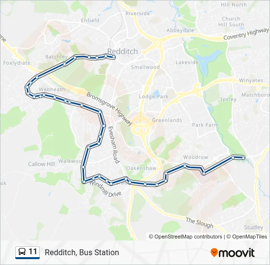 11 Route: Schedules, Stops & Maps - Redditch, Bus Station (Updated)