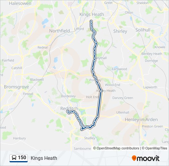 150 Route: Schedules, Stops & Maps - Kings Heath (Updated)
