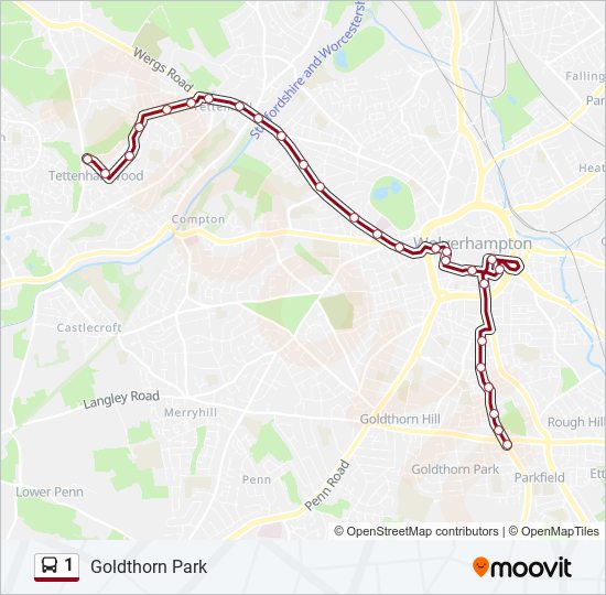 1 Route: Schedules, Stops & Maps - Goldthorn Park (Updated)