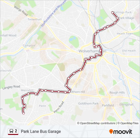 2 Route: Schedules, Stops & Maps - Park Lane Bus Garage (Updated)