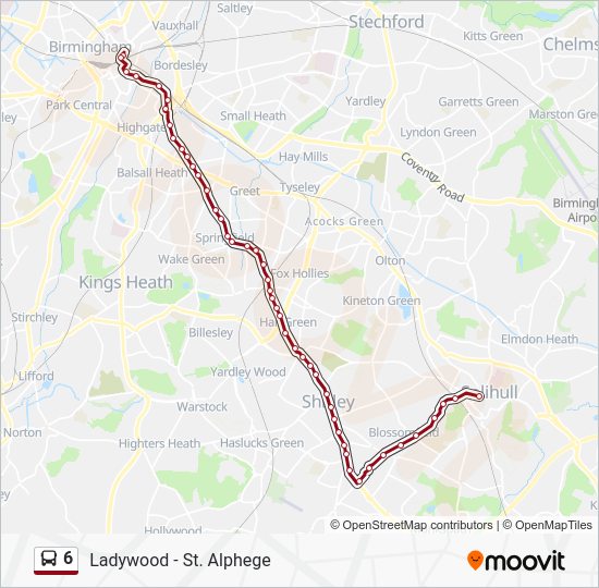 6 Route: Schedules, Stops & Maps - Solihull Town Centre (Updated)