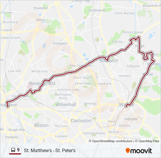 9 Route: Schedules, Stops & Maps - Wolverhampton (Updated)