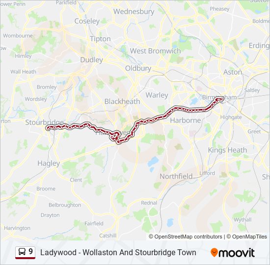 9 Route: Schedules, Stops & Maps - Stourbridge (Updated)