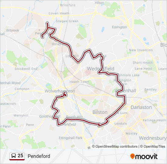 25 Route: Schedules, Stops & Maps - Pendeford (Updated)