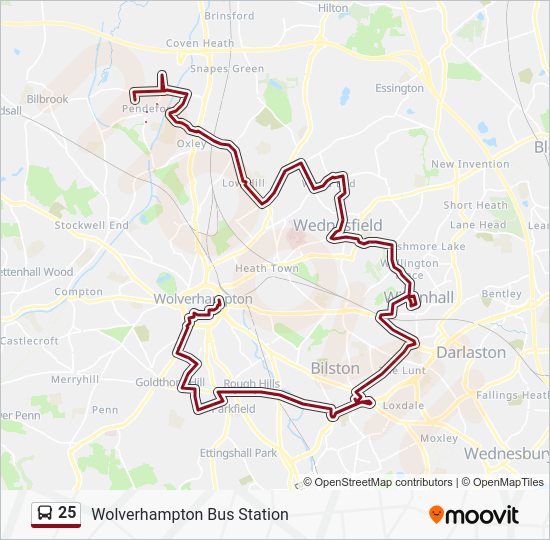 25 Route: Schedules, Stops & Maps - Wolverhampton Bus Station (Updated)