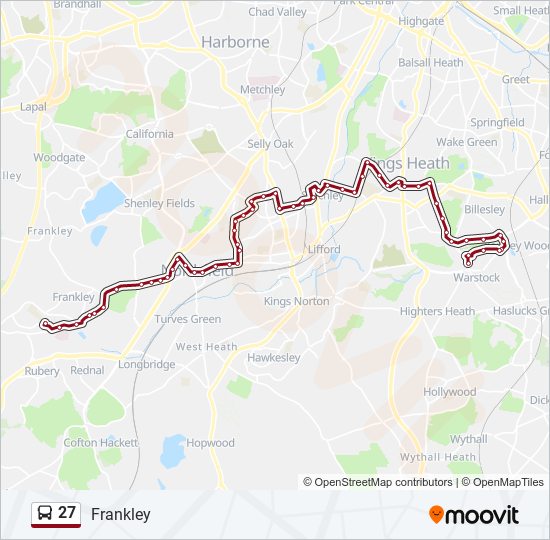 27 Route: Schedules, Stops & Maps - Frankley (Updated)