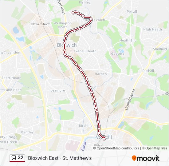 32 Route: Schedules, Stops & Maps - Walsall Bus Station (Updated)