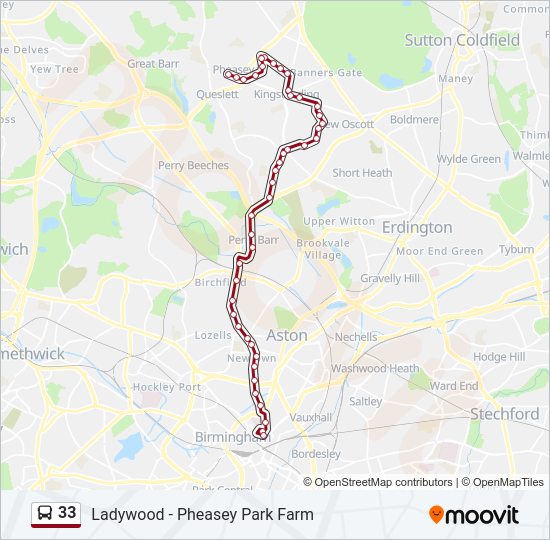 33 Route: Schedules, Stops & Maps - Birmingham (Updated)