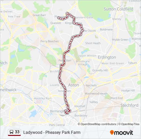 33 Route: Schedules, Stops & Maps - Birmingham (Updated)