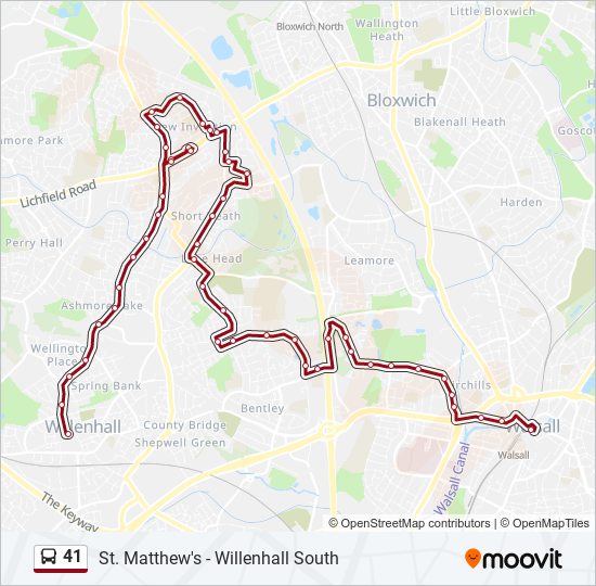 41 Route: Schedules, Stops & Maps - Walsall (Updated)