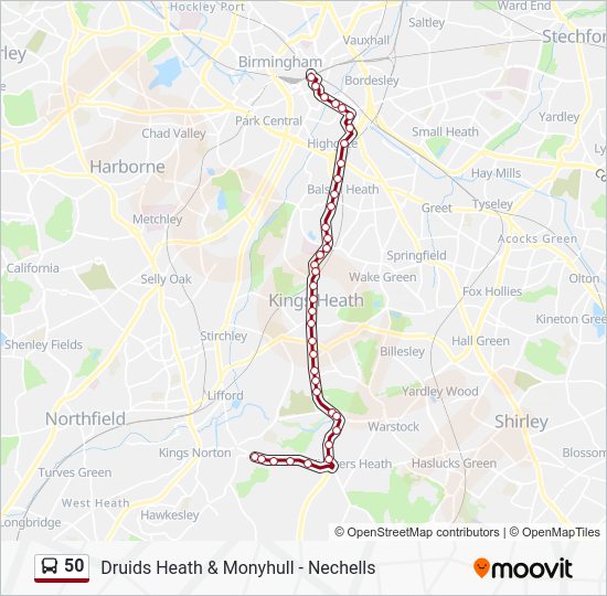50 Route: Schedules, Stops & Maps - Druids Heath Terminus (Updated)