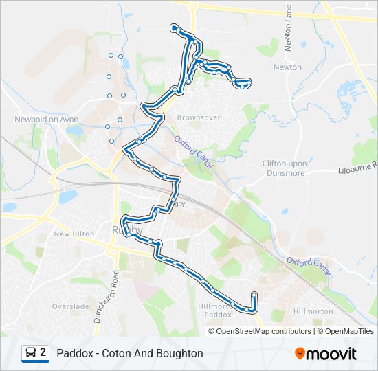 2 Route: Schedules, Stops & Maps - Hillmorton Edgecote Close (Updated)