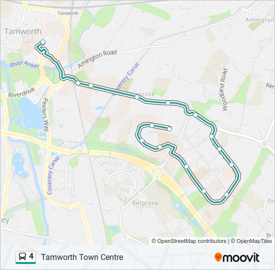 4 Route: Schedules, Stops & Maps - Tamworth Town Centre (Updated)