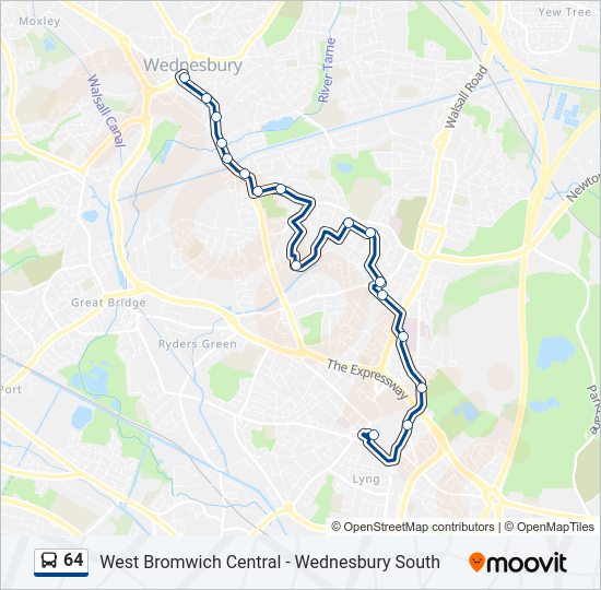 64 Route: Schedules, Stops & Maps - West Bromwich Bus Station (Updated)