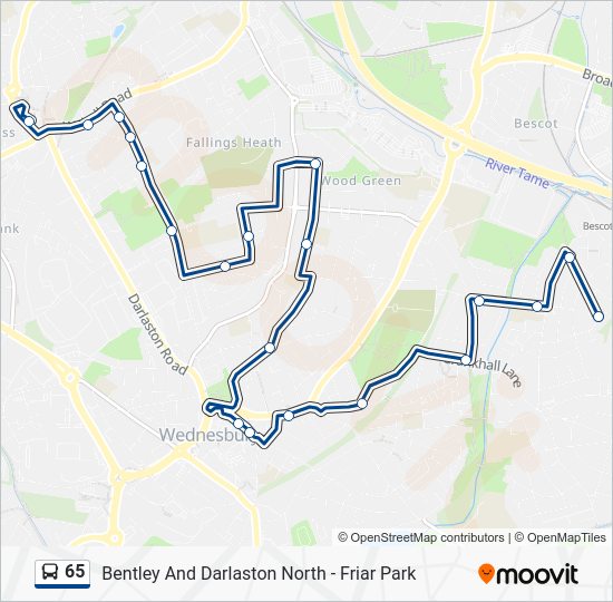 65 Route: Schedules, Stops & Maps - Darlaston Interchange (Updated)