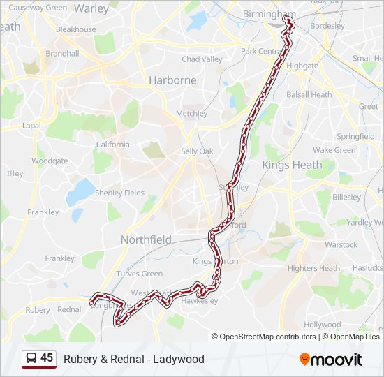 45 Route: Schedules, Stops & Maps - Birmingham (Updated)