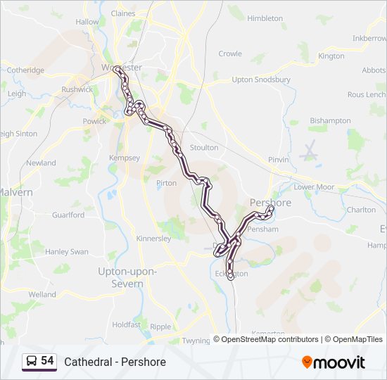54 Route: Schedules, Stops & Maps - Pershore (Updated)