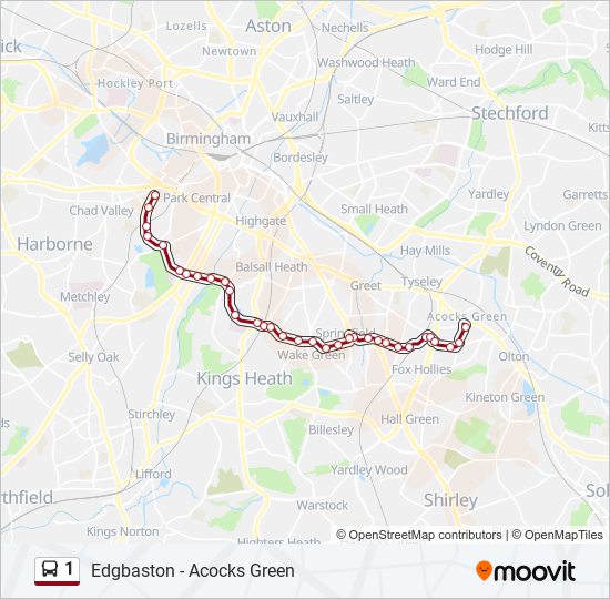 1 Route: Schedules, Stops & Maps - Acocks Green (Updated)