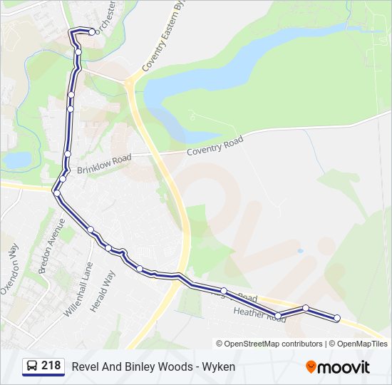 218 Route: Schedules, Stops & Maps - Binley Woods (Updated)