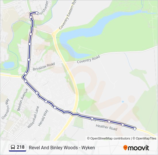 218 Route: Schedules, Stops & Maps - Binley Woods Heather Rd (Updated)