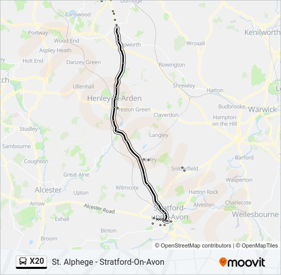x20 Route: Schedules, Stops & Maps - Stratford-Upon-Avon (Updated)