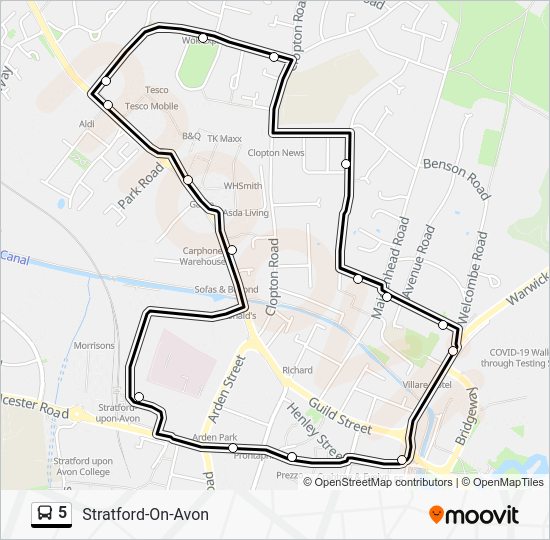 5 Route: Schedules, Stops & Maps - Stratford (Updated)