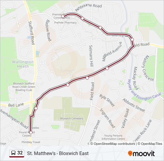 32 Route: Schedules, Stops & Maps - Bloxwich (Updated)