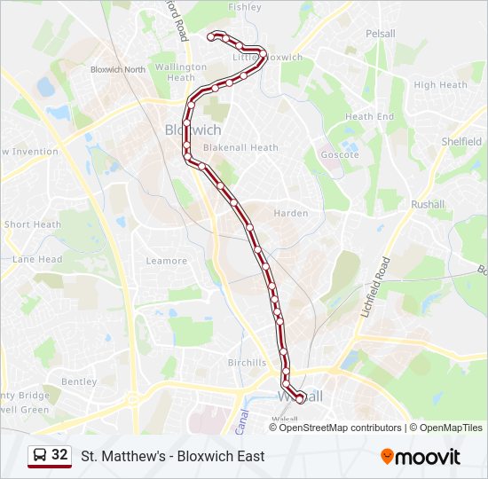 32 Route: Schedules, Stops & Maps - Walsall (Updated)