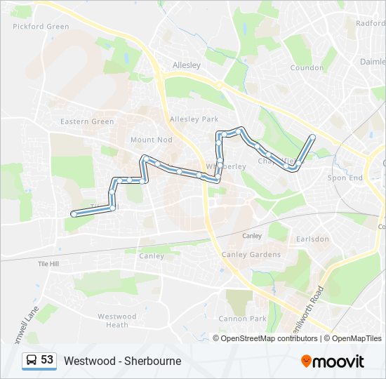 53 Route: Schedules, Stops & Maps - Spon End (Updated)