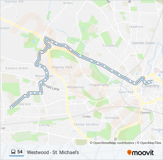 54 Route: Schedules, Stops & Maps - Coventry (Updated)