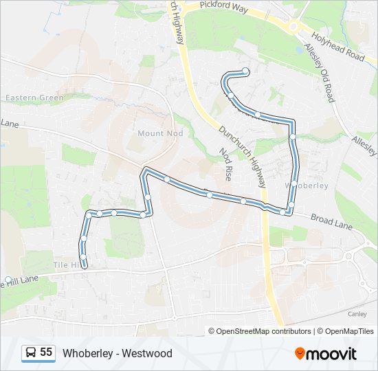 55 Route: Schedules, Stops & Maps - Tile Hill North (Updated)