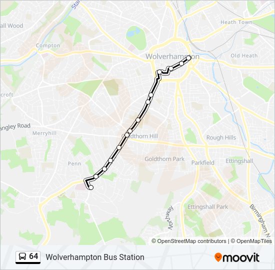 64 Route: Schedules, Stops & Maps - Wolverhampton Bus Station (Updated)