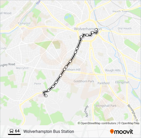 64 Route: Schedules, Stops & Maps - Wolverhampton Bus Station (Updated)