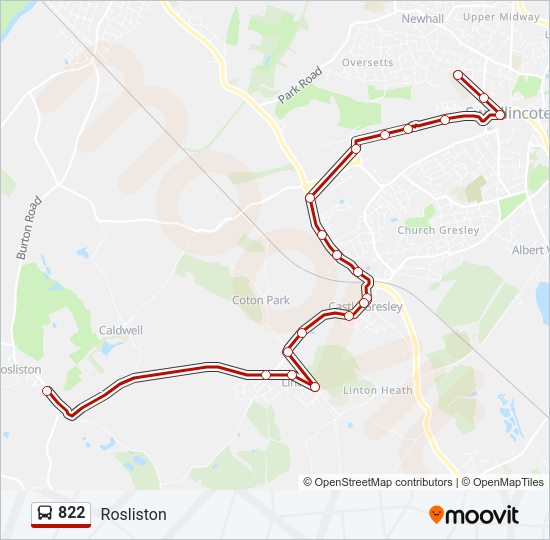 822 Route: Schedules, Stops & Maps - Rosliston (Updated)