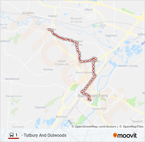 1 Route: Schedules, Stops & Maps - Tutbury (Updated)