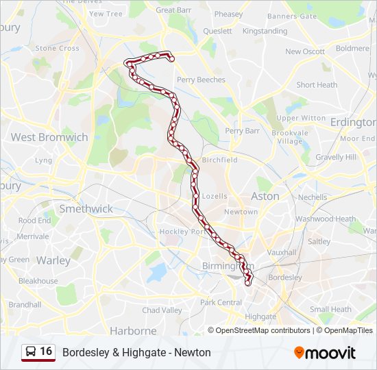 16 Route: Schedules, Stops & Maps - Great Barr (Updated)