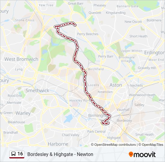 16 Route: Schedules, Stops & Maps - Digbeth (Updated)