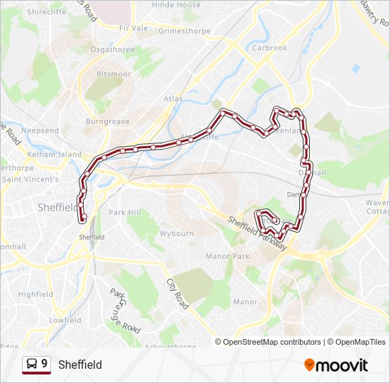 9 Route: Schedules, Stops & Maps - Sheffield (Updated)