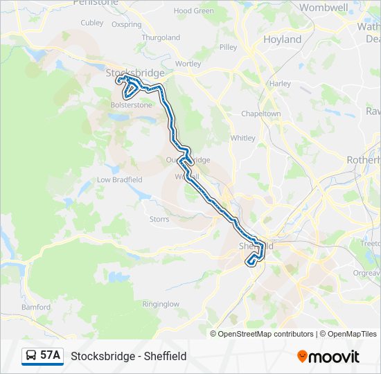57A Route: Schedules, Stops & Maps - Sheffield Centre Eyre Street/Moor ...