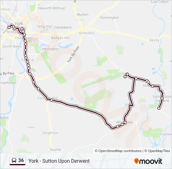 36 Route: Schedules, Stops & Maps - Sutton on Derwent Main St (Updated)