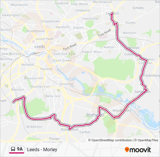 9A Route: Schedules, Stops & Maps - Seacroft Bus Stn (Updated)