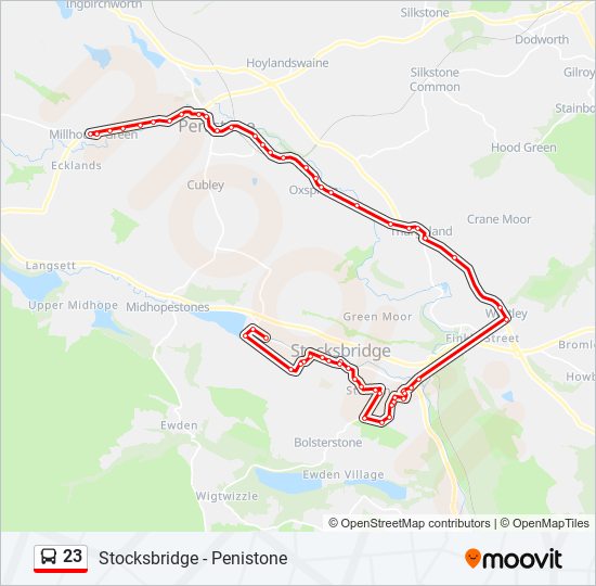 23 Route: Schedules, Stops & Maps - Stocksbridge (Updated)