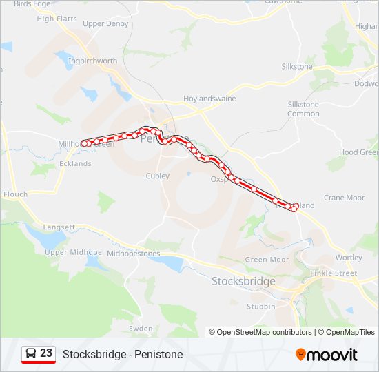 23 Route: Schedules, Stops & Maps - Thurgoland (Updated)