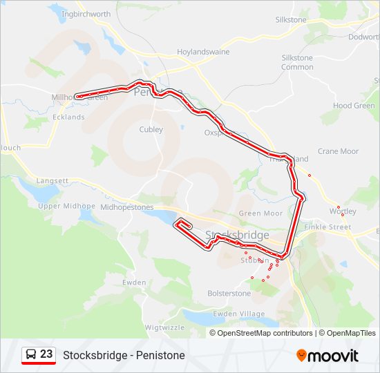 23 Route: Schedules, Stops & Maps - Stocksbridge (Updated)