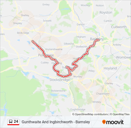 24 Route: Schedules, Stops & Maps - Barnsley Town Centre (Updated)