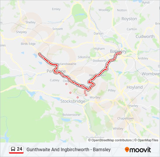 24 Route: Schedules, Stops & Maps - Ingbirchworth (Updated)