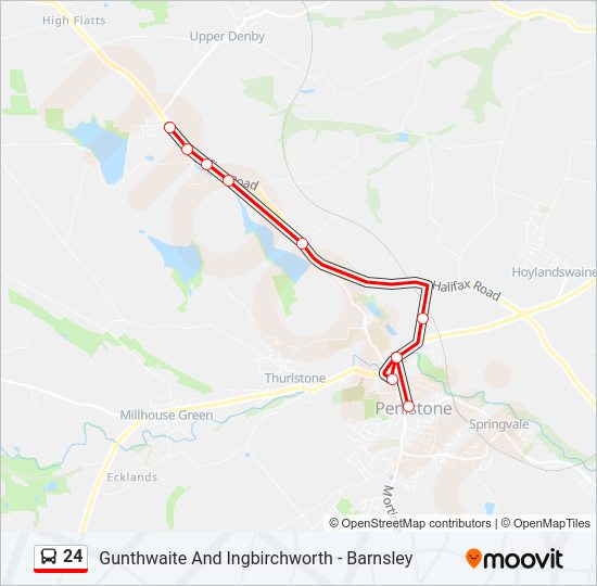 24 Route: Schedules, Stops & Maps - Penistone (Updated)