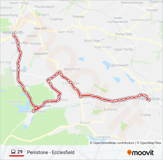 29 Route: Schedules, Stops & Maps - Penistone (Updated)