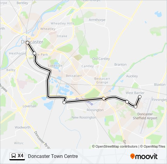 x4 Route: Schedules, Stops & Maps - Doncaster Town Centre (Updated)
